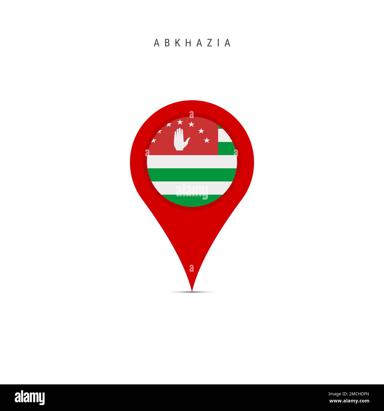 Teardrop map marker with flag of Abkhazia. Abkhazian flag inserted in the location map pin. Flat ...