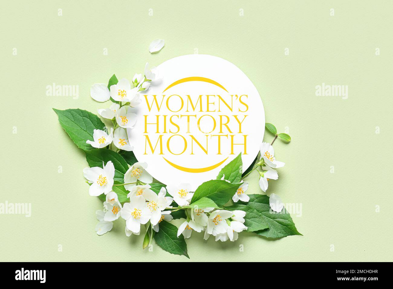 Beautiful jasmine flowers and greeting card for Women's History Month ...