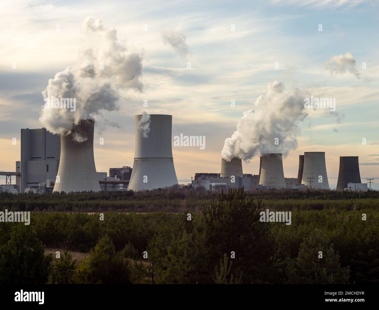 Smoke emitted by a lignite fired power plant. Greenhouse gases ...