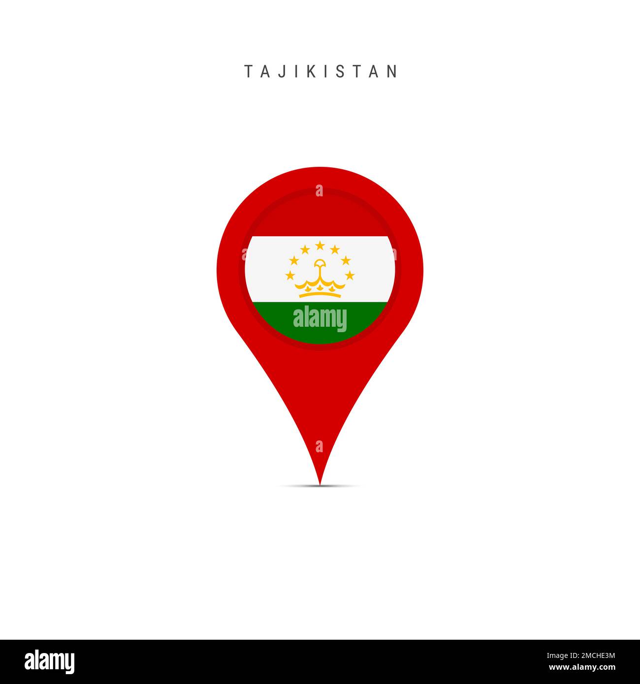 Teardrop map marker with flag of Tajikistan. Tajik flag inserted in the ...