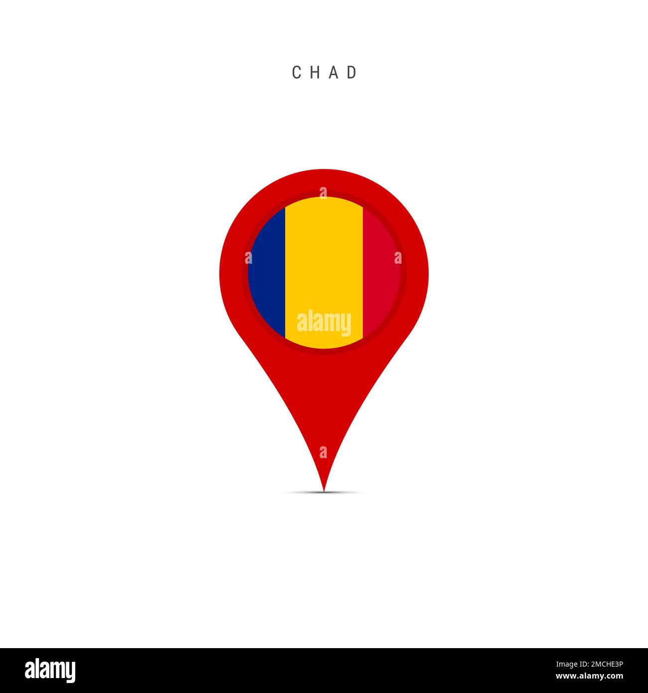 Teardrop map marker with flag of Chad. Chadian flag inserted in the ...