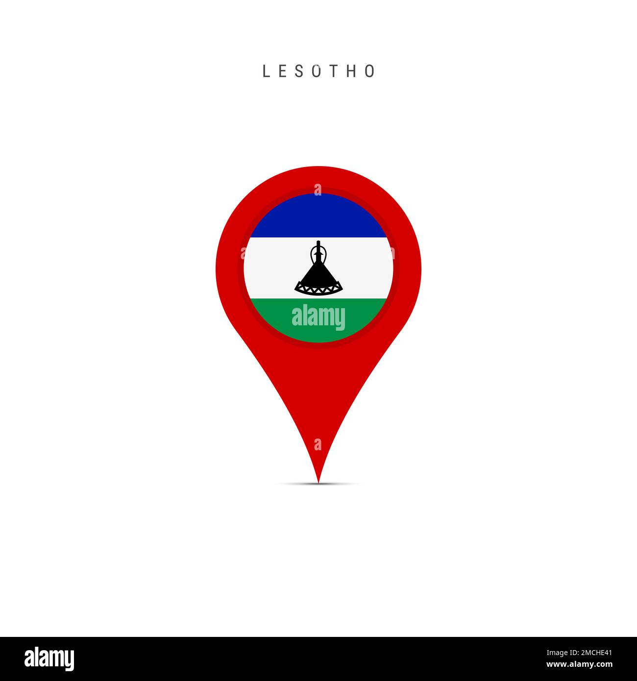 Teardrop map marker with flag of Lesotho. Kingdom of Lesotho flag inserted in the location map ...
