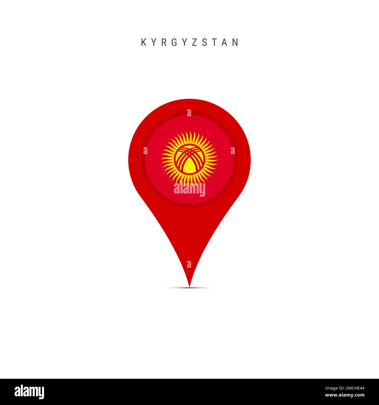 Teardrop map marker with flag of Kyrgyzstan. Kyrgyz flag inserted in the location map pin. Flat ...