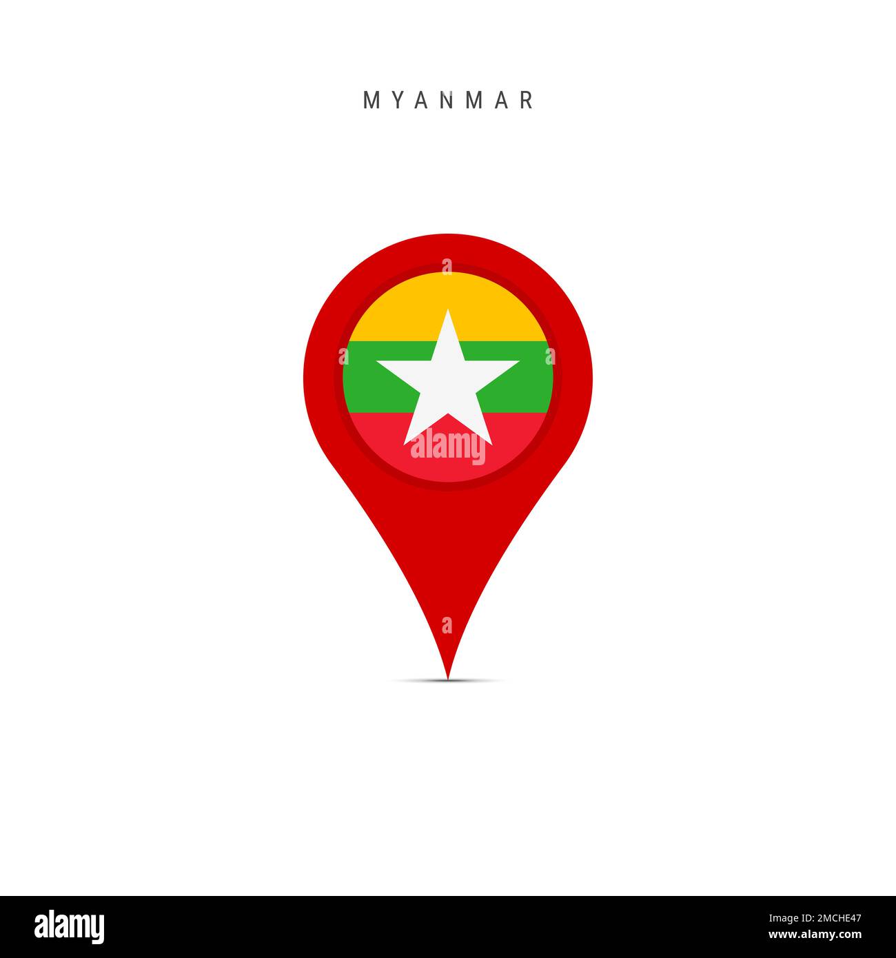 Teardrop map marker with flag of Myanmar. Burma flag inserted in the ...