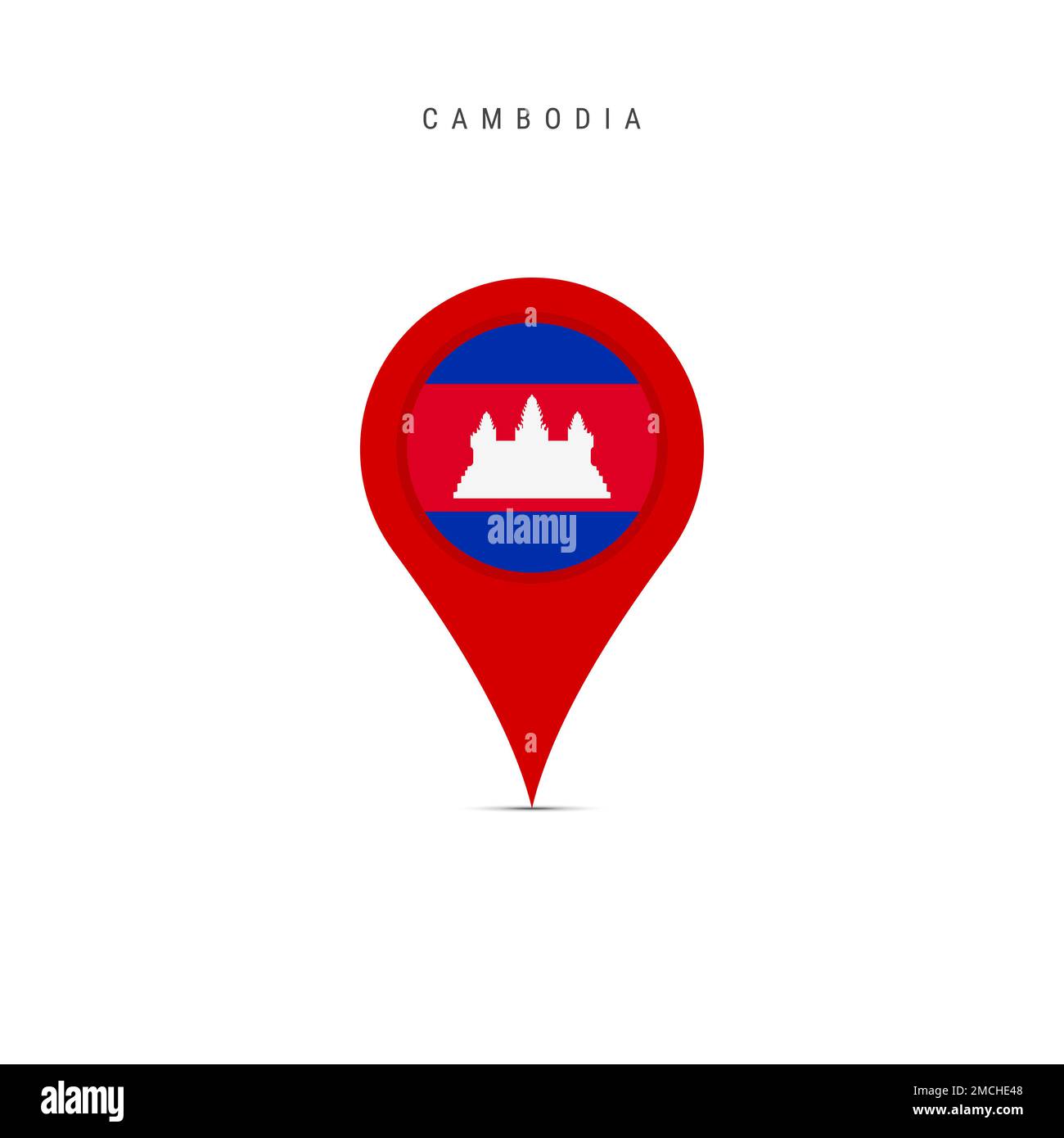 Teardrop map marker with flag of Cambodia. Cambodian flag inserted in ...