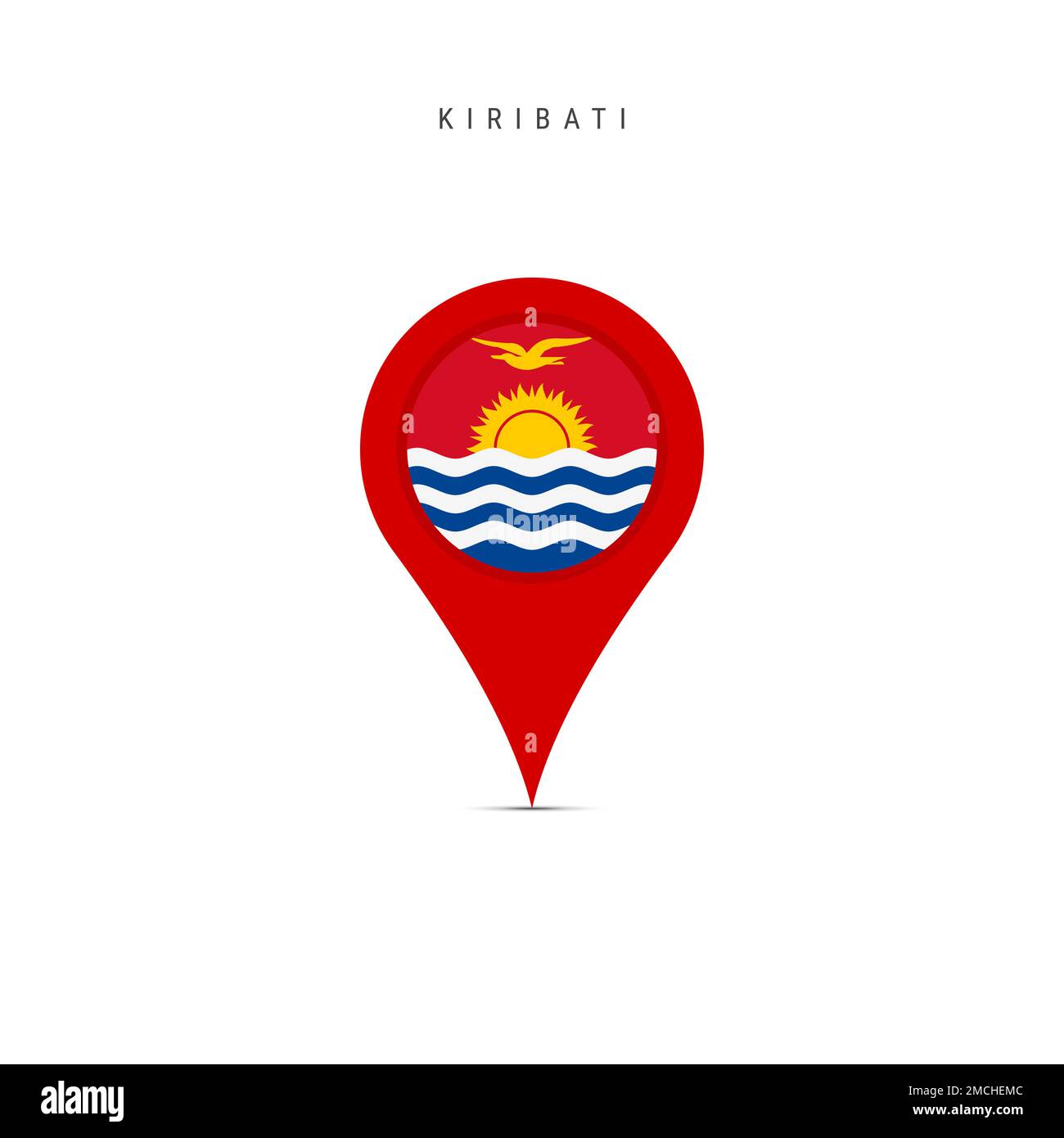 Teardrop map marker with flag of Kiribati. Republic of Kiribati flag inserted in the location ...