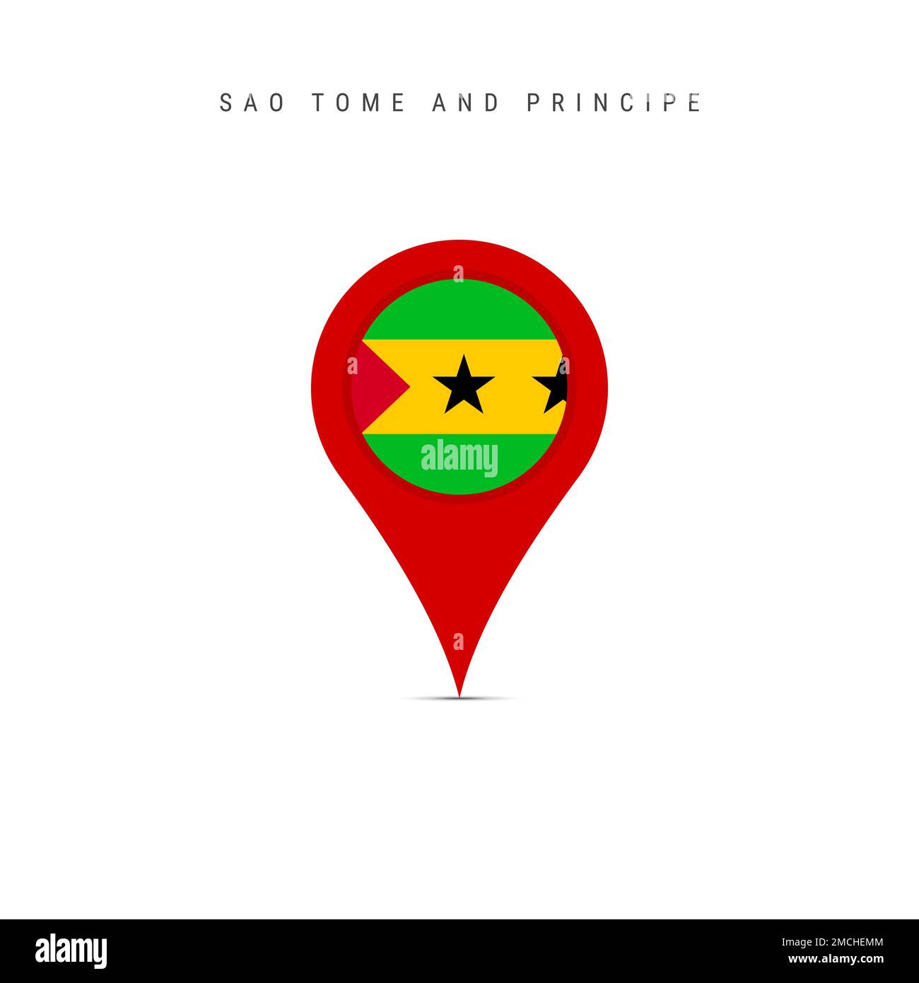 Teardrop map marker with flag of Sao Tome and Principe. Saint Thomas and Prince flag inserted in ...
