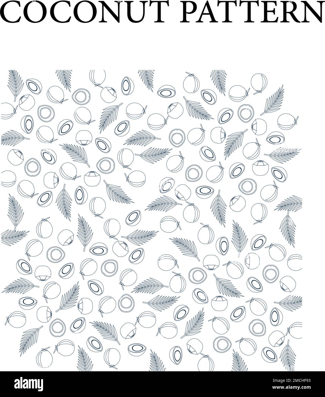 coconut pattern vector art leaf vector pattern outline gray back ground ...
