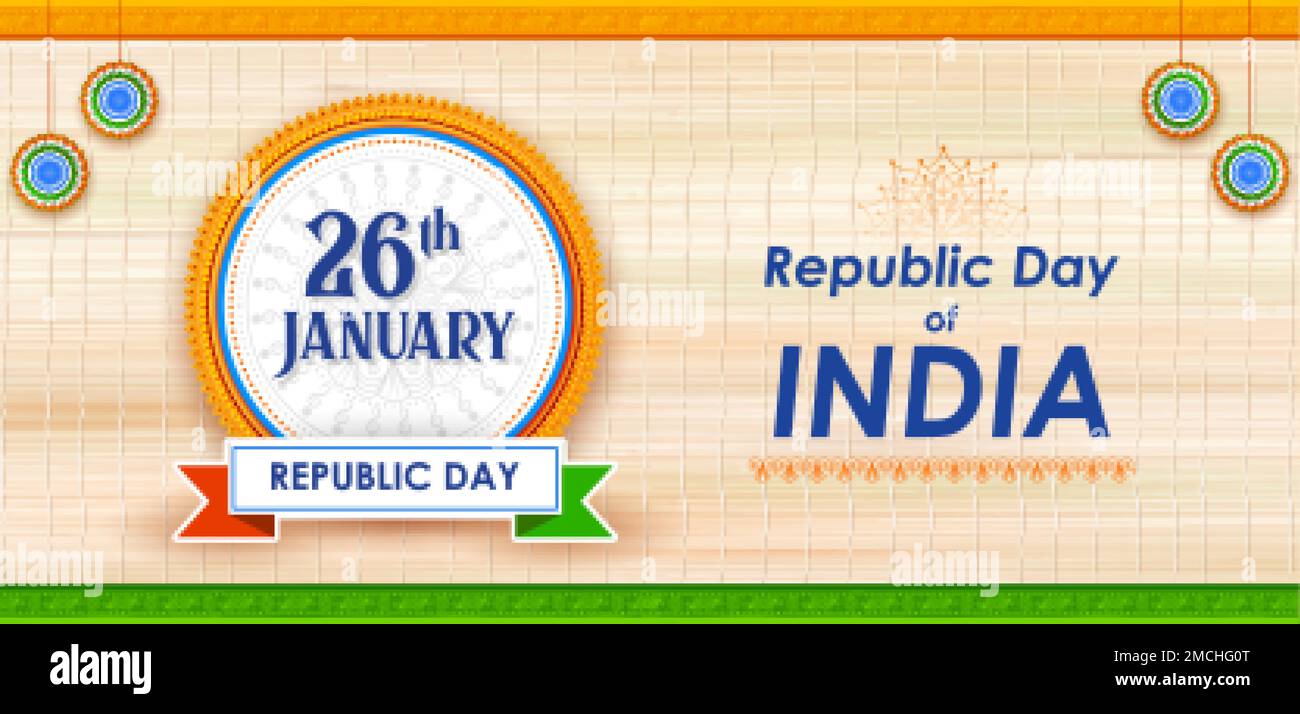 illustration of tricolor banner with Indian flag for 26th January Happy ...