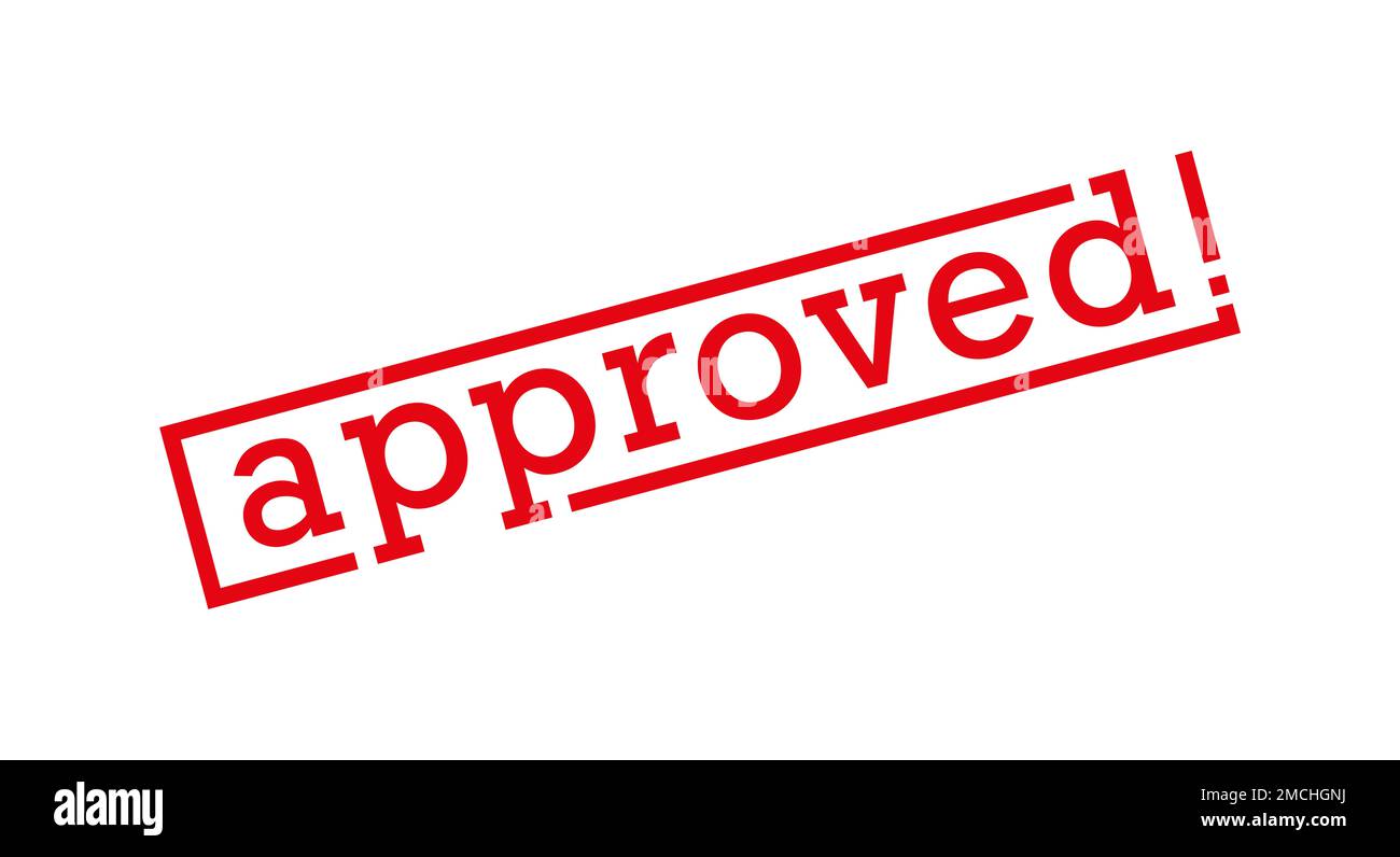 Approved red grunge square rubber seal stamp. Flat illustration ...