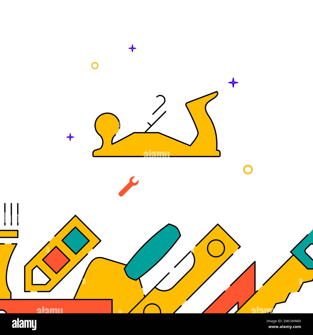 Wood hand planer work tool filled line icon, simple illustration ...