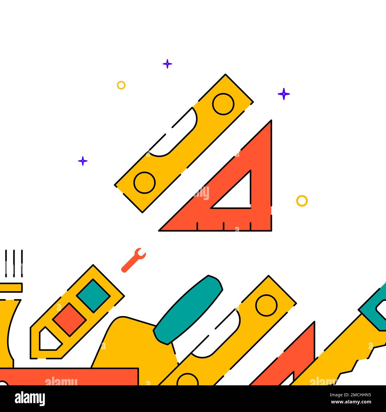 Square and level work tool filled line icon, simple illustration ...