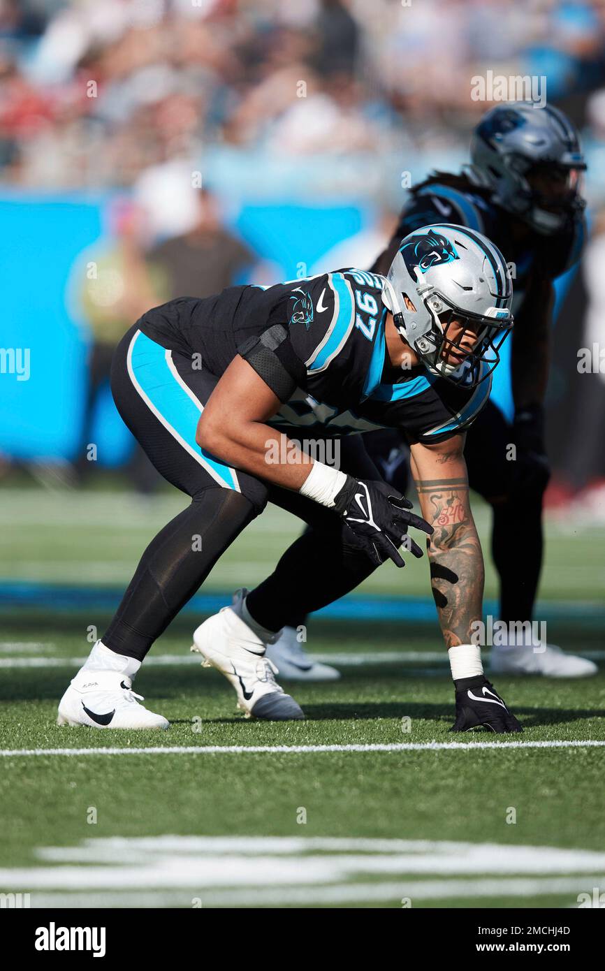 Carolina Panthers defensive end Yetur Gross-Matos (97) lines up on ...