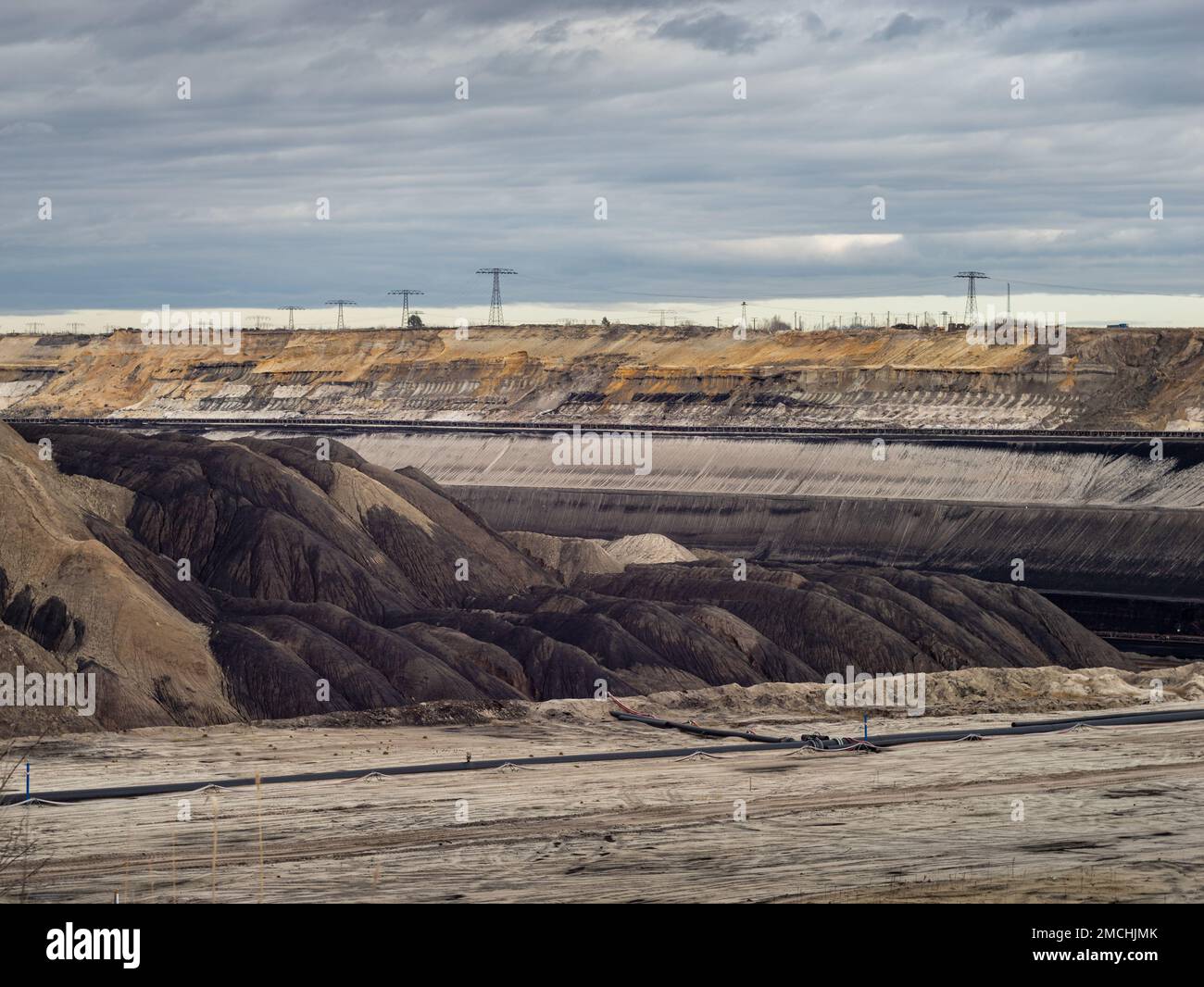 Exploiting the nature for fossil fuels. Destroyed landscape with an ...