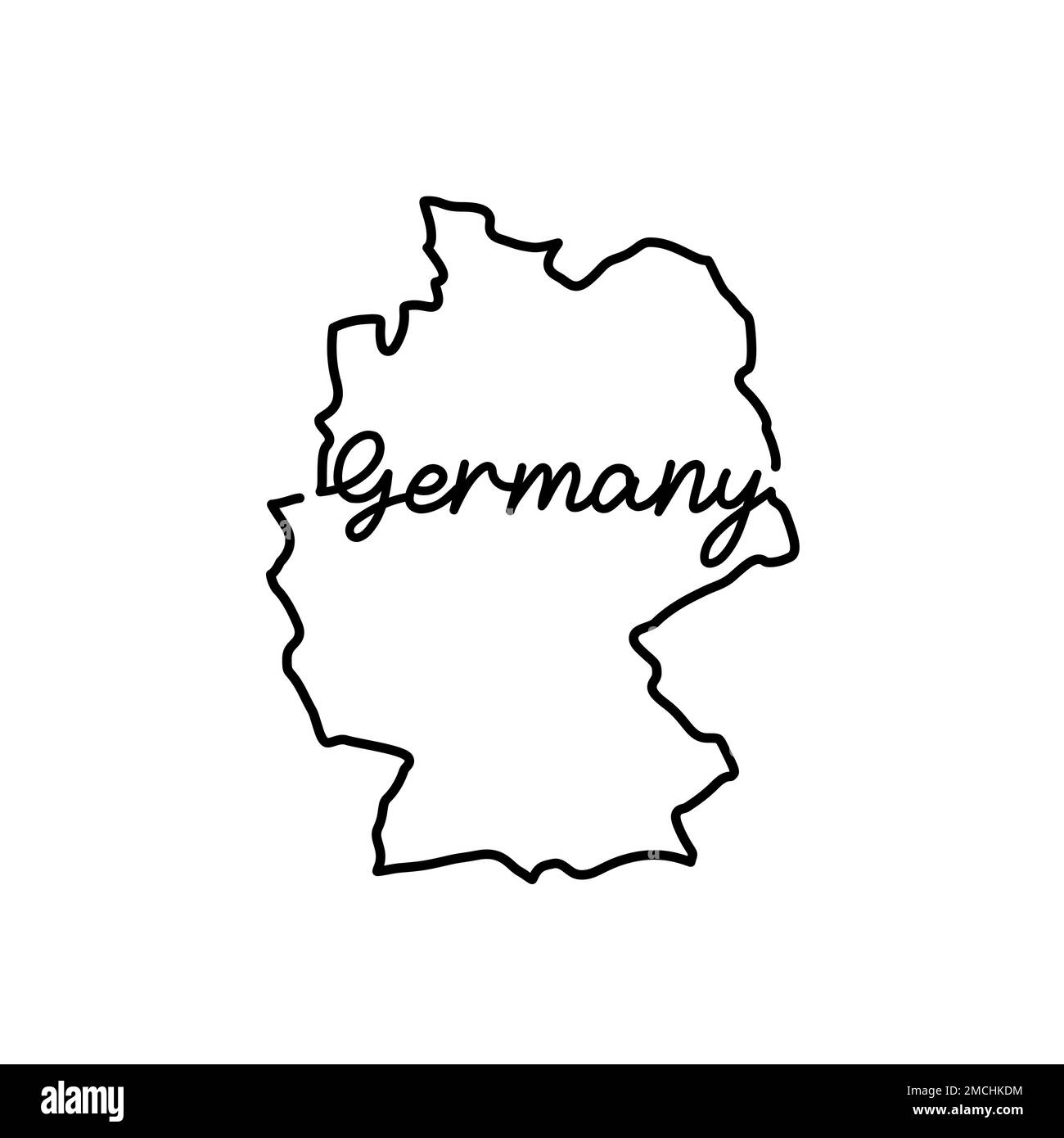 Germany outline map with the handwritten country name. Continuous line ...