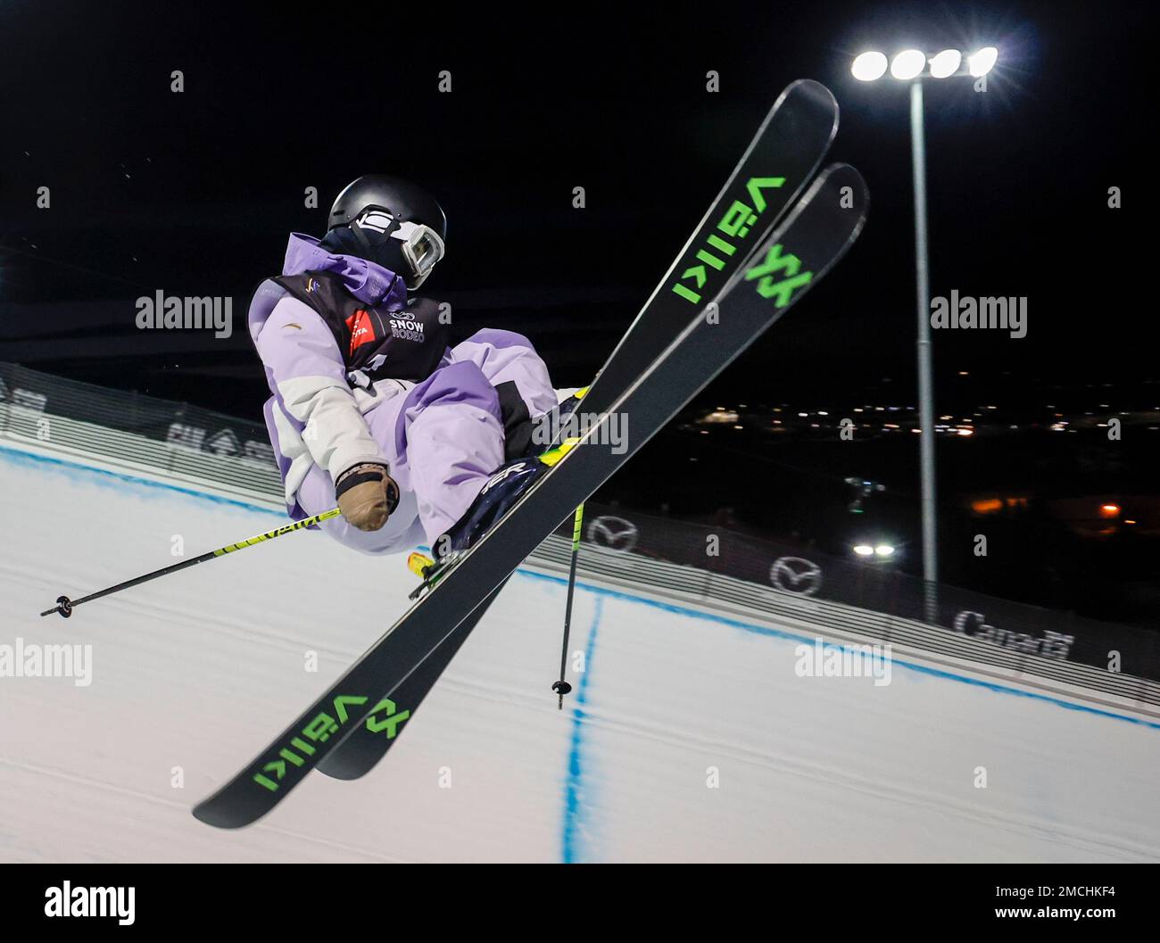 Kexin Zhang of China competes during the women's World Cup freestyle ...