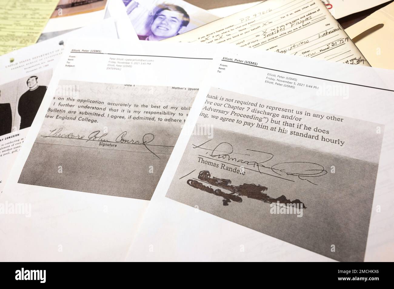 Two documents comparing signatures from evidence in a 1969 robbery ...
