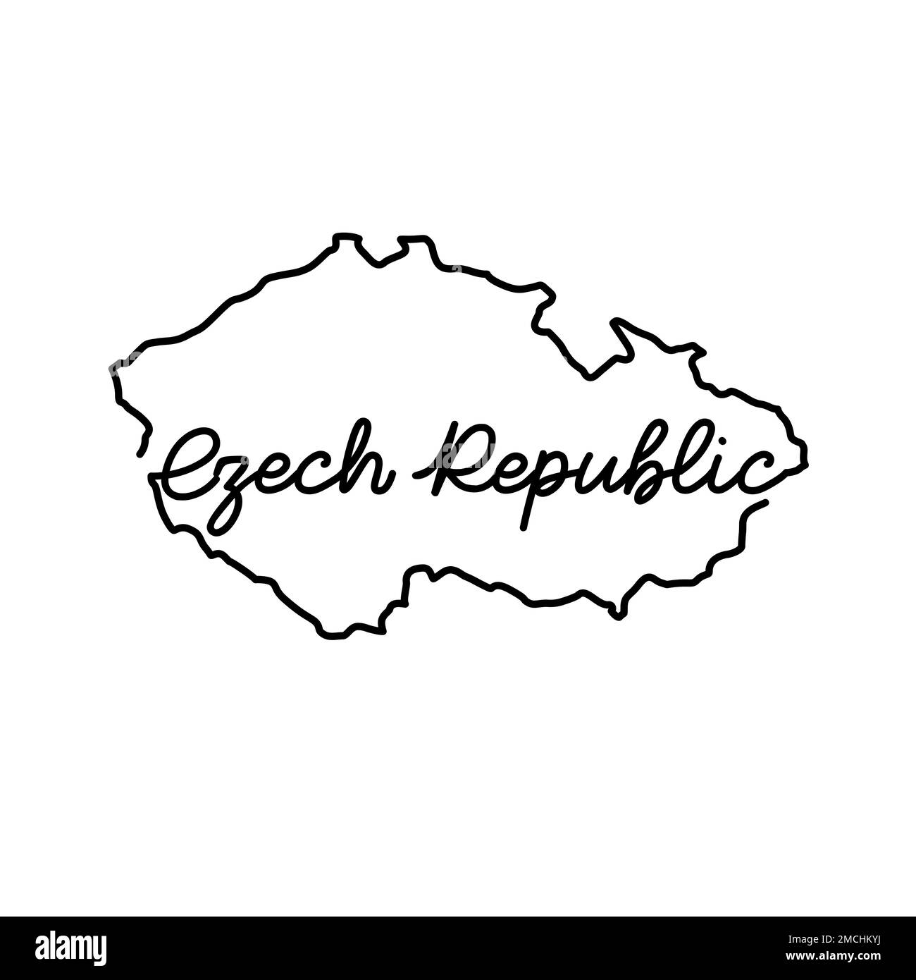Czech Republic outline map with the handwritten country name ...