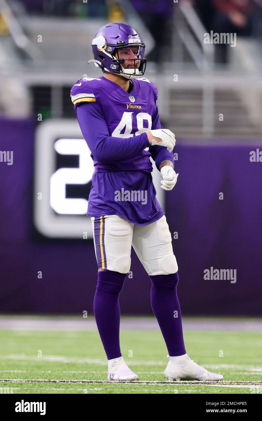 Minnesota Vikings outside linebacker Blake Lynch (48) on the field ...