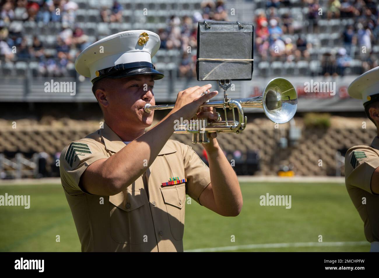 U.S. Marine Corps Sgt Austin Monnet, a trumpet player with Marine Band ...