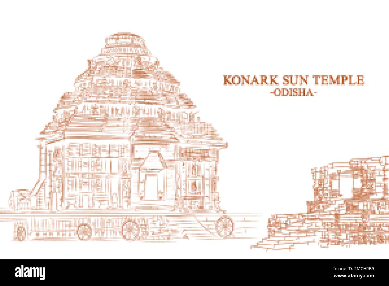 illustration of Konark Sun Temple in Puri district, Odisha, India Stock ...