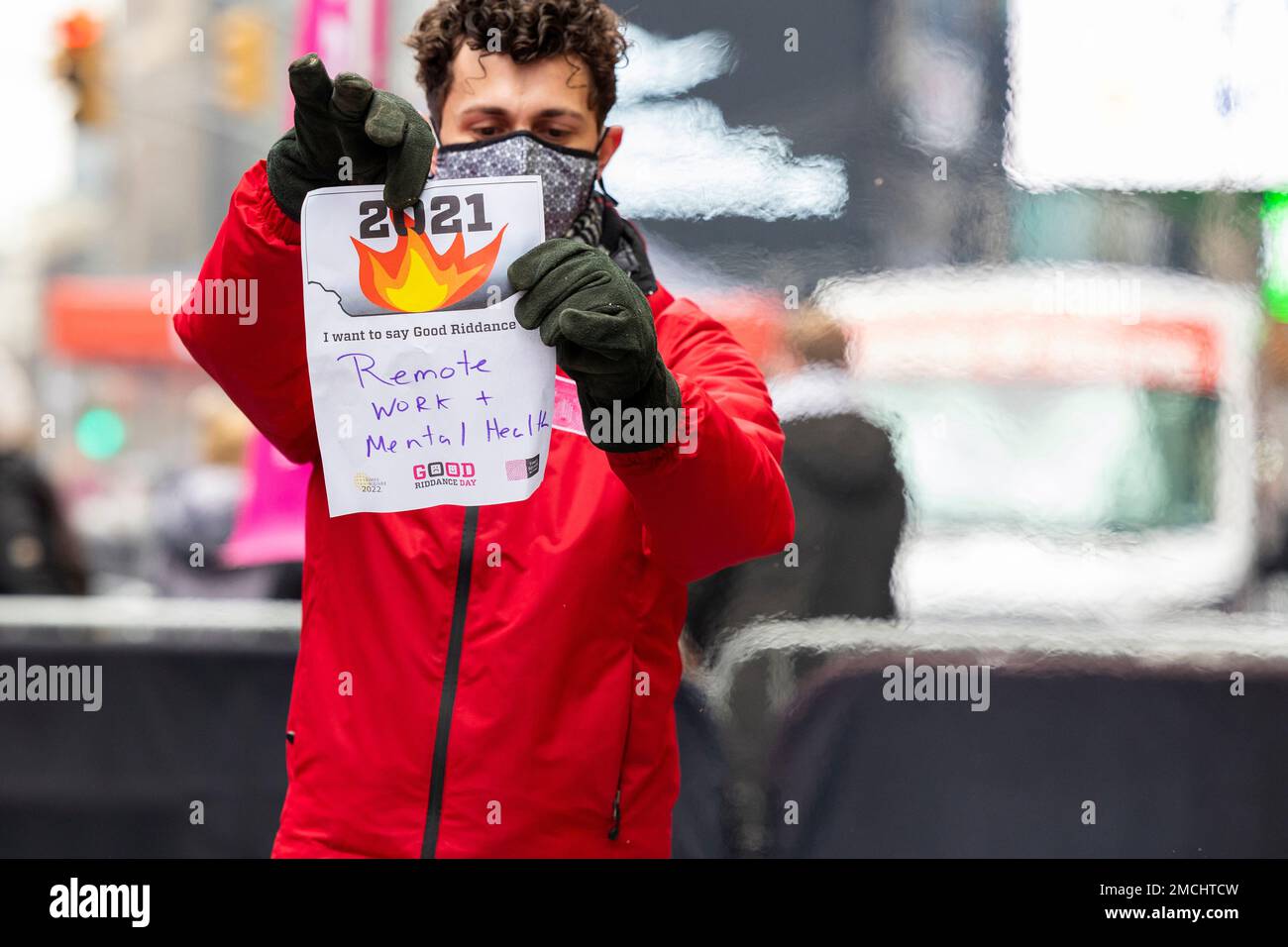 Joe Papa, Director of Events, Times Square Alliance prepares to burn a ...