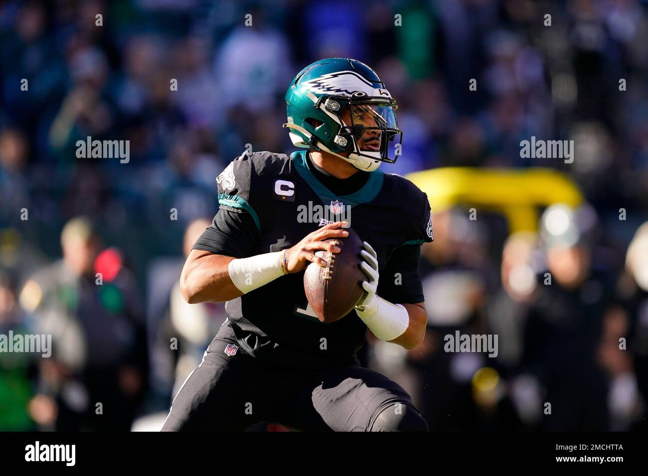 Philadelphia Eagles quarterback Jalen Hurts plays during an NFL ...