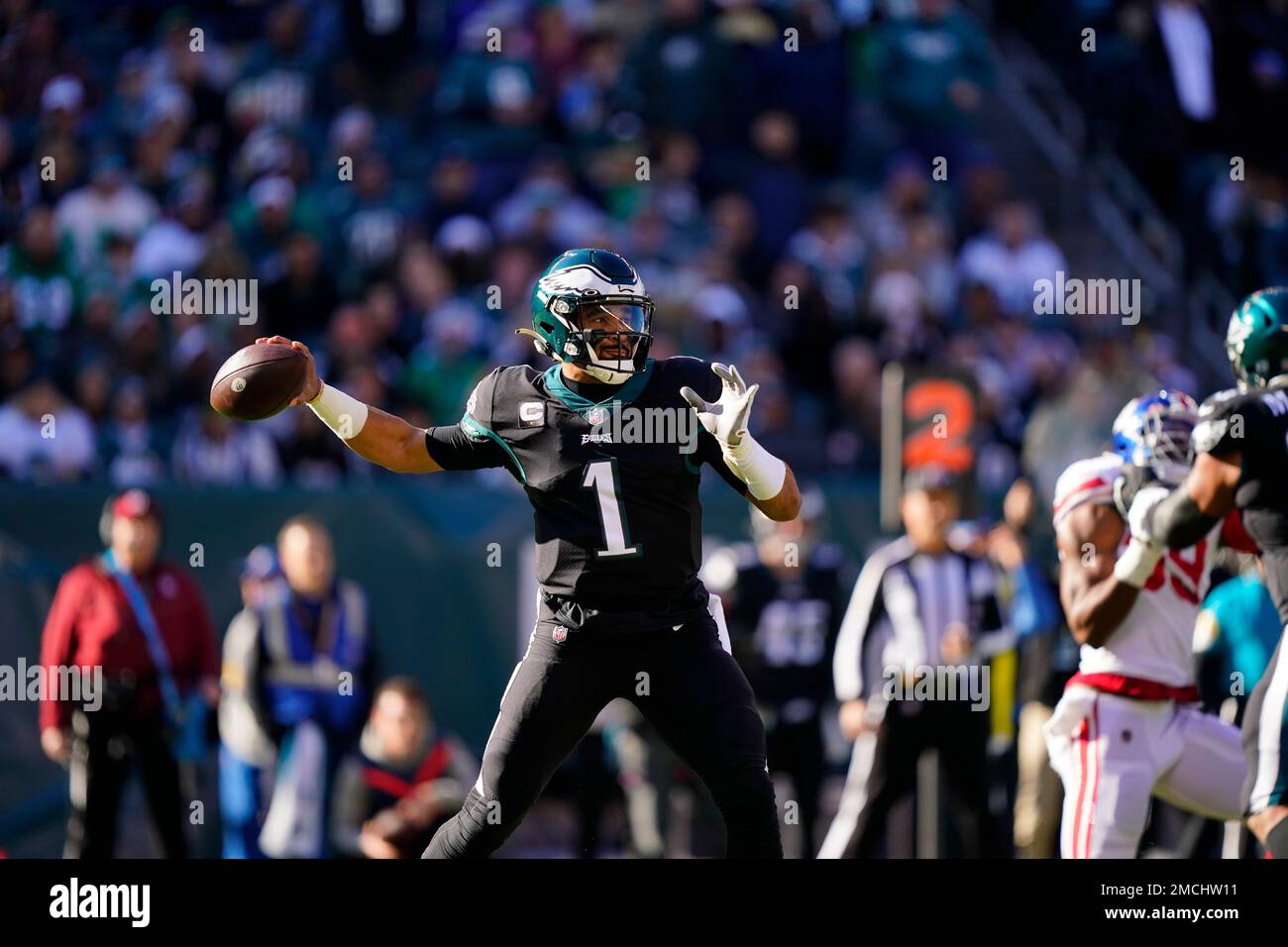 Philadelphia Eagles quarterback Jalen Hurts plays during an NFL ...