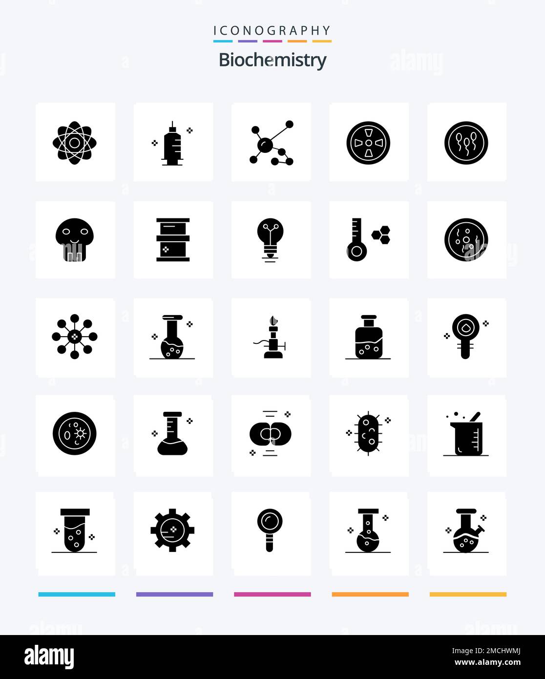 Creative Biochemistry 25 Glyph Solid Black icon pack Such As biology ...