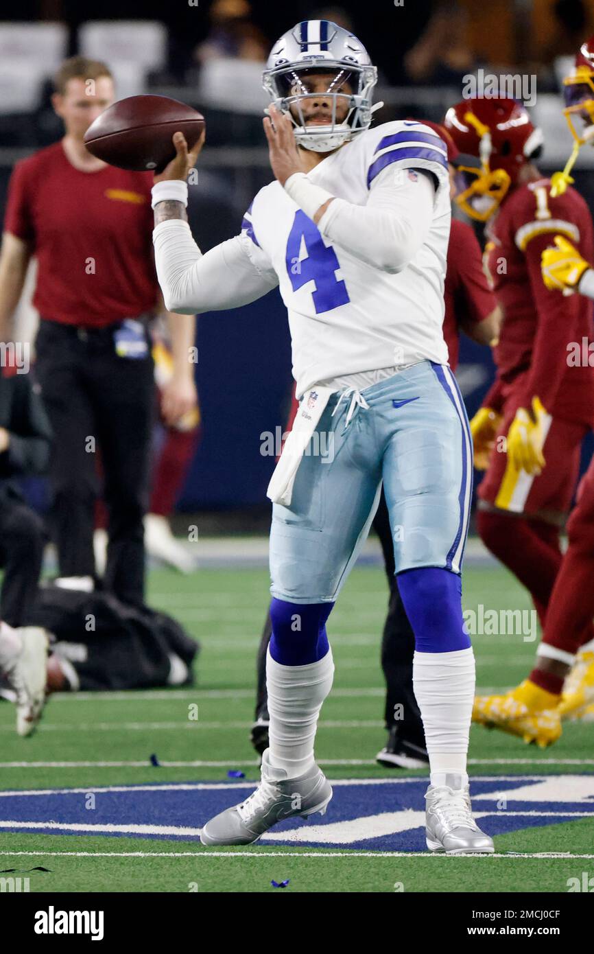 Dallas Cowboys quarterback Dak Prescott (4) throws before an NFL ...