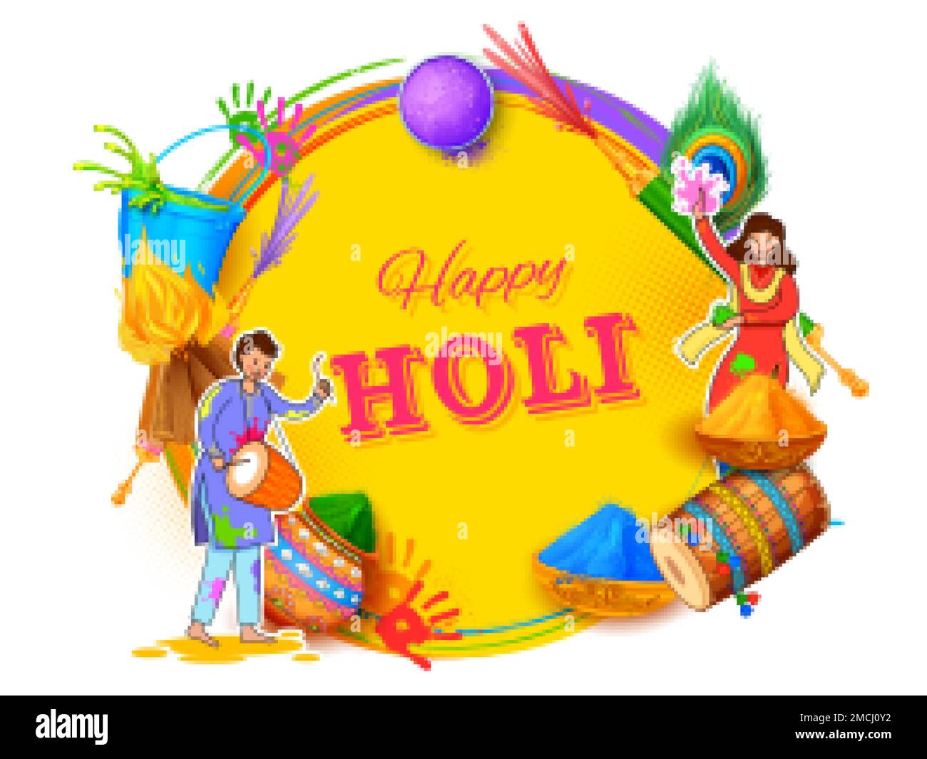 illustration of abstract colorful Happy Holi background card design for ...
