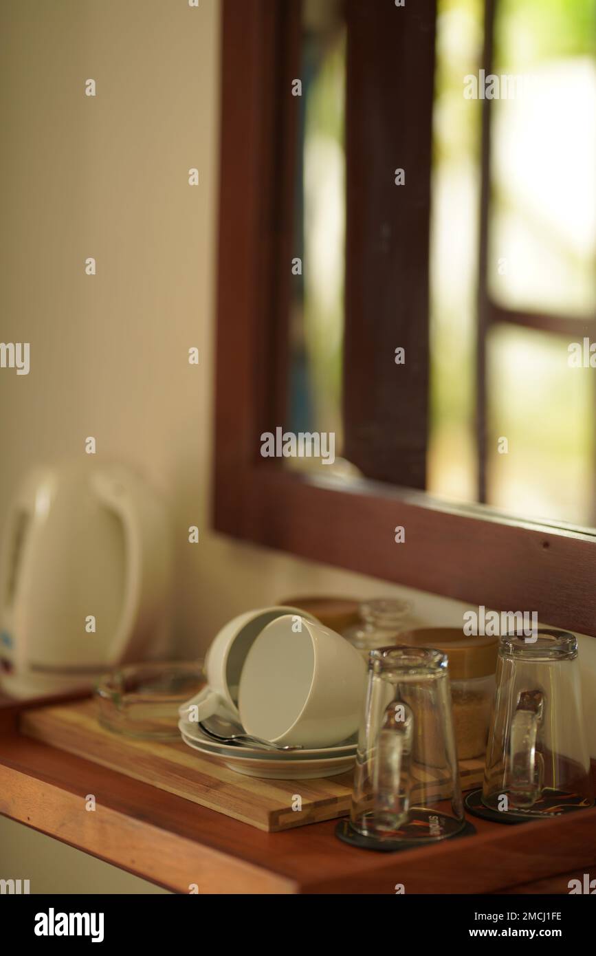 Beautiful angle of tea cups Stock Photo - Alamy