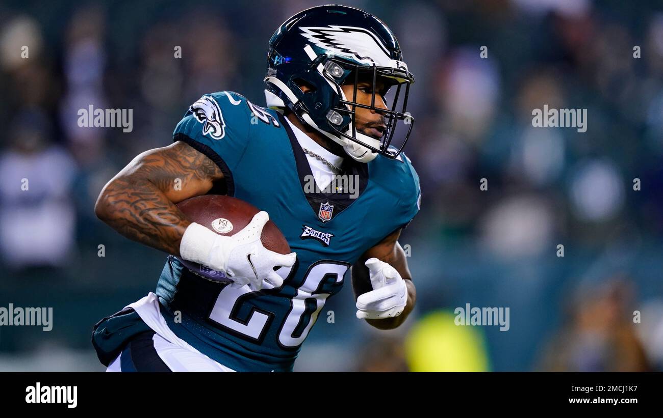 Philadelphia Eagles' Miles Sanders plays during an NFL football game ...