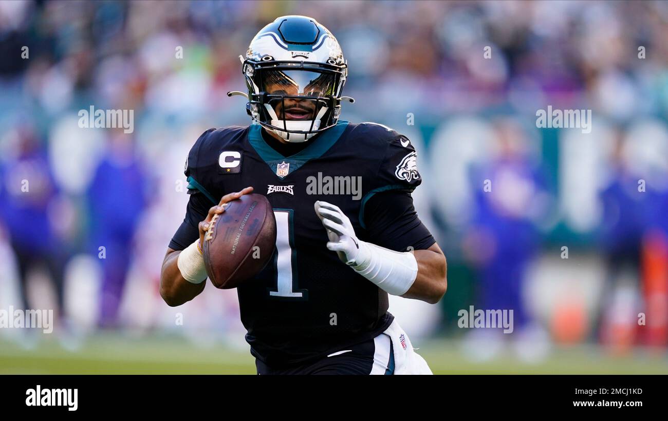 Philadelphia Eagles' Jalen Hurts plays during an NFL football game ...