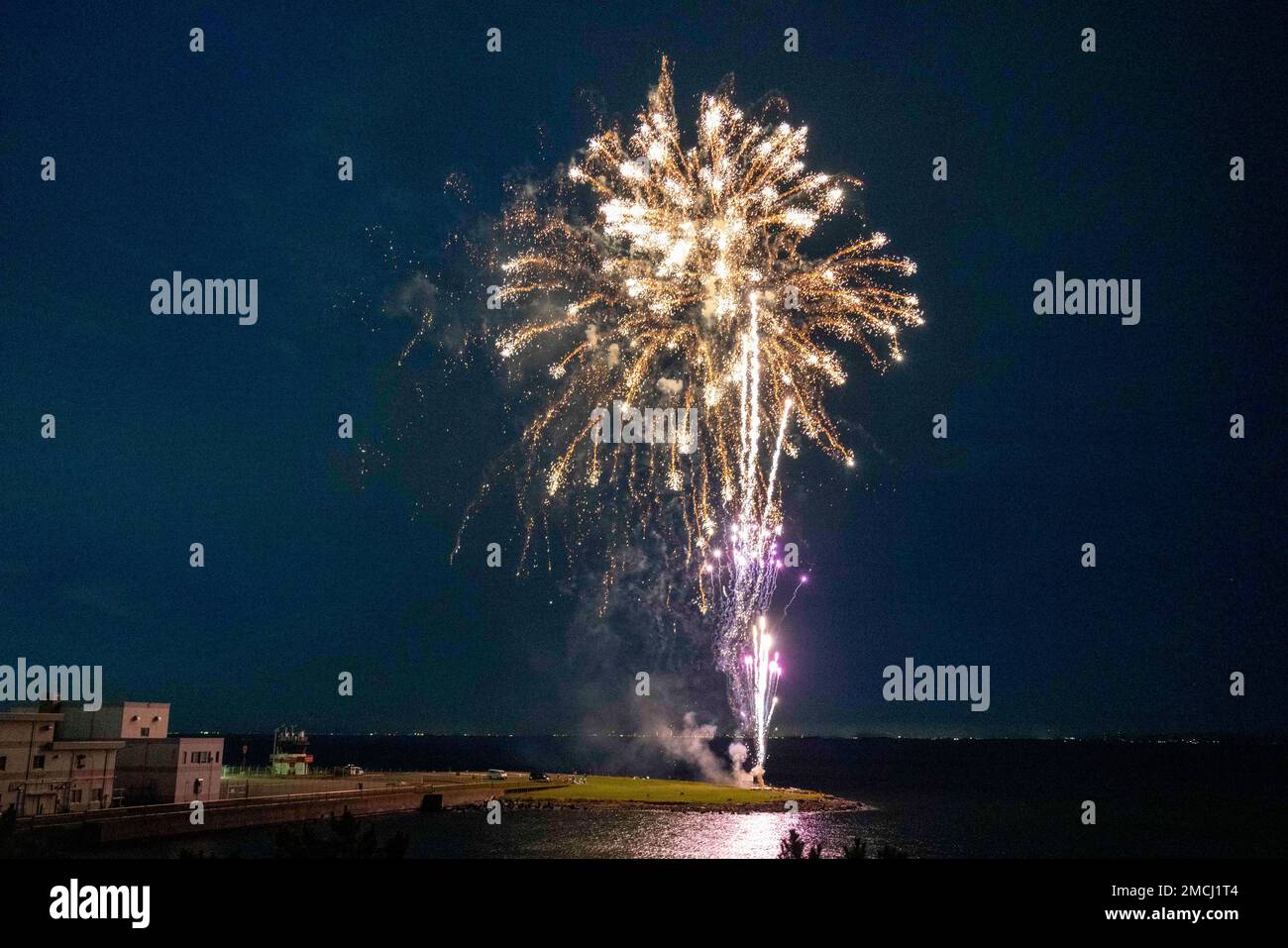 YOKOSUKA, Japan (July 4, 2022) — Fireworks are displayed during the ...