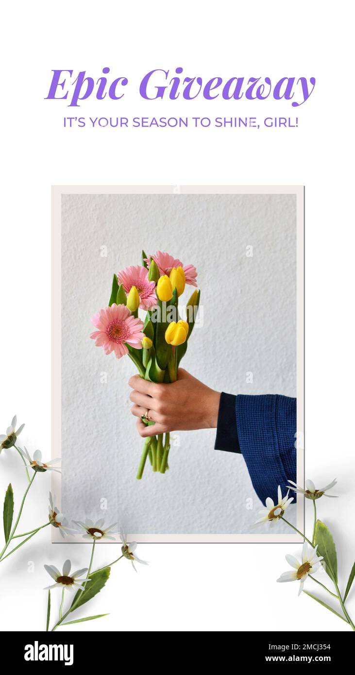 illustration designs of posters with flowers and text Stock Photo - Alamy