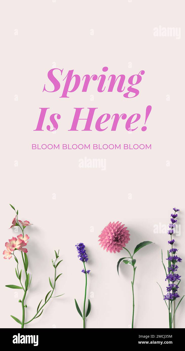 illustration designs of posters with flowers and text Stock Photo - Alamy