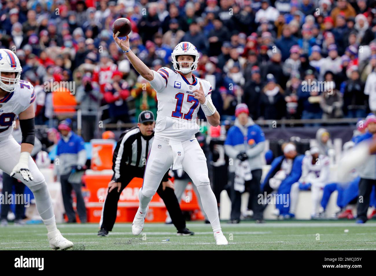 Buffalo Bills quarterback Josh Allen (17) during an NFL football game ...