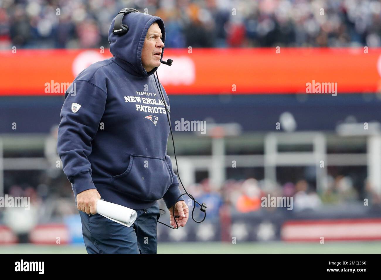 New England Patriots head coach Bill Belichick during an NFL football ...
