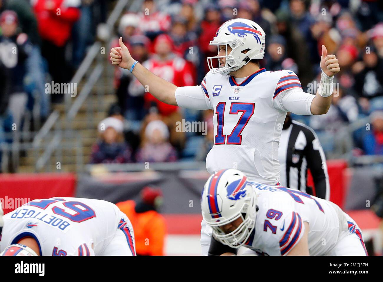 Buffalo Bills quarterback Josh Allen (17) during an NFL football game ...