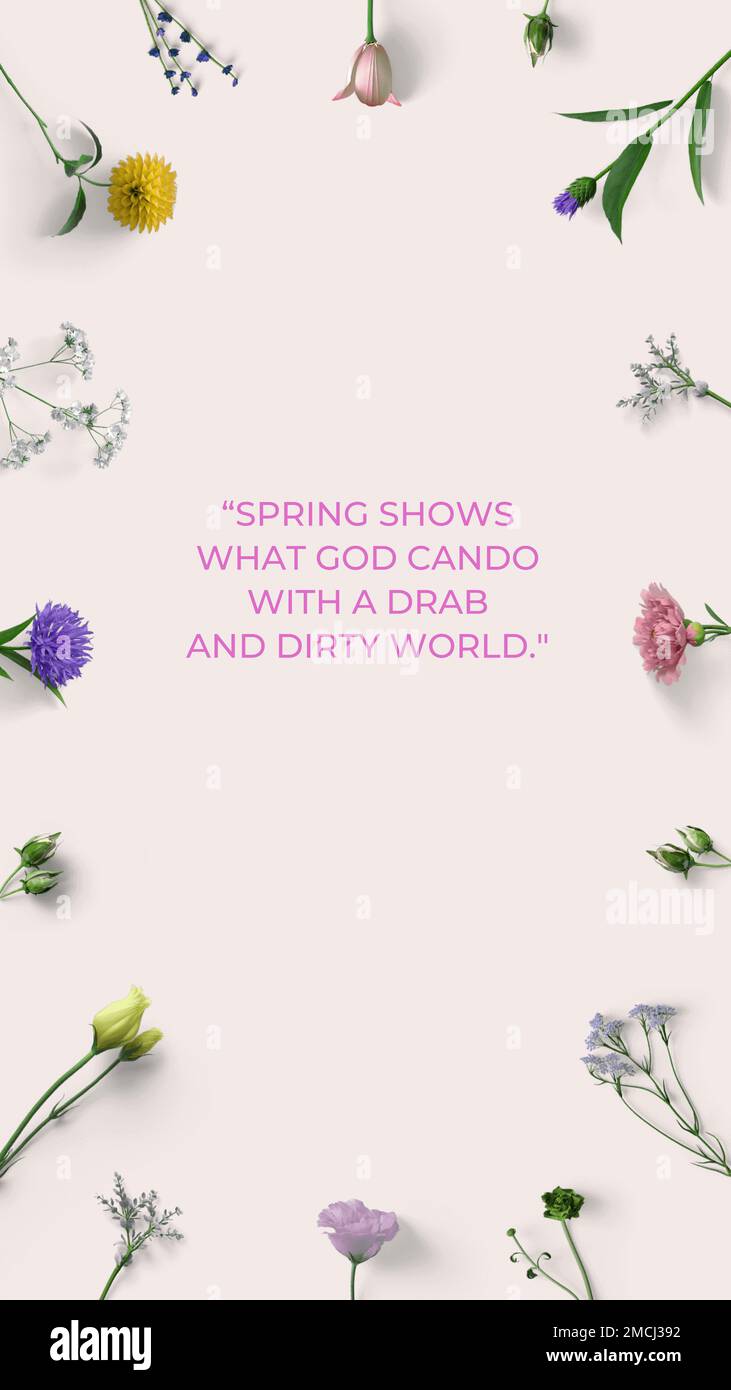 illustration designs of posters with flowers and text Stock Photo - Alamy