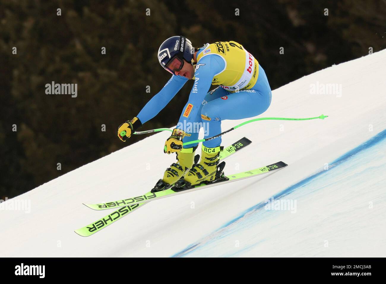 Italys Matteo Marsaglia Speeds Down The Slope During An Alpine Ski Mens World Cup Downhill
