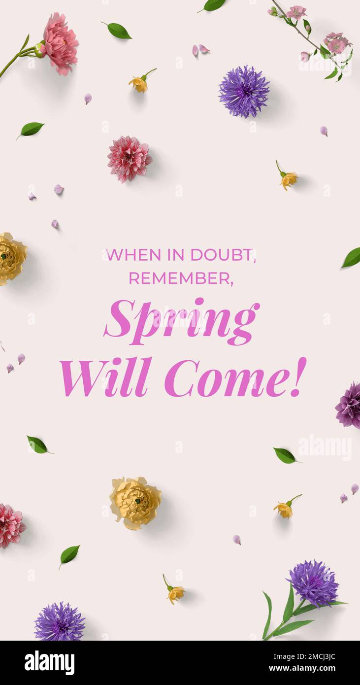 illustration designs of posters with flowers and text Stock Photo - Alamy