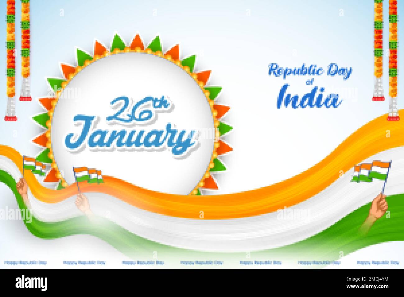 illustration of tricolor banner with Indian flag for 26th January Happy ...
