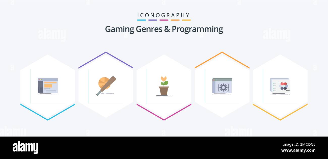 Gaming Genres And Programming 25 Flat icon pack including app. plant ...