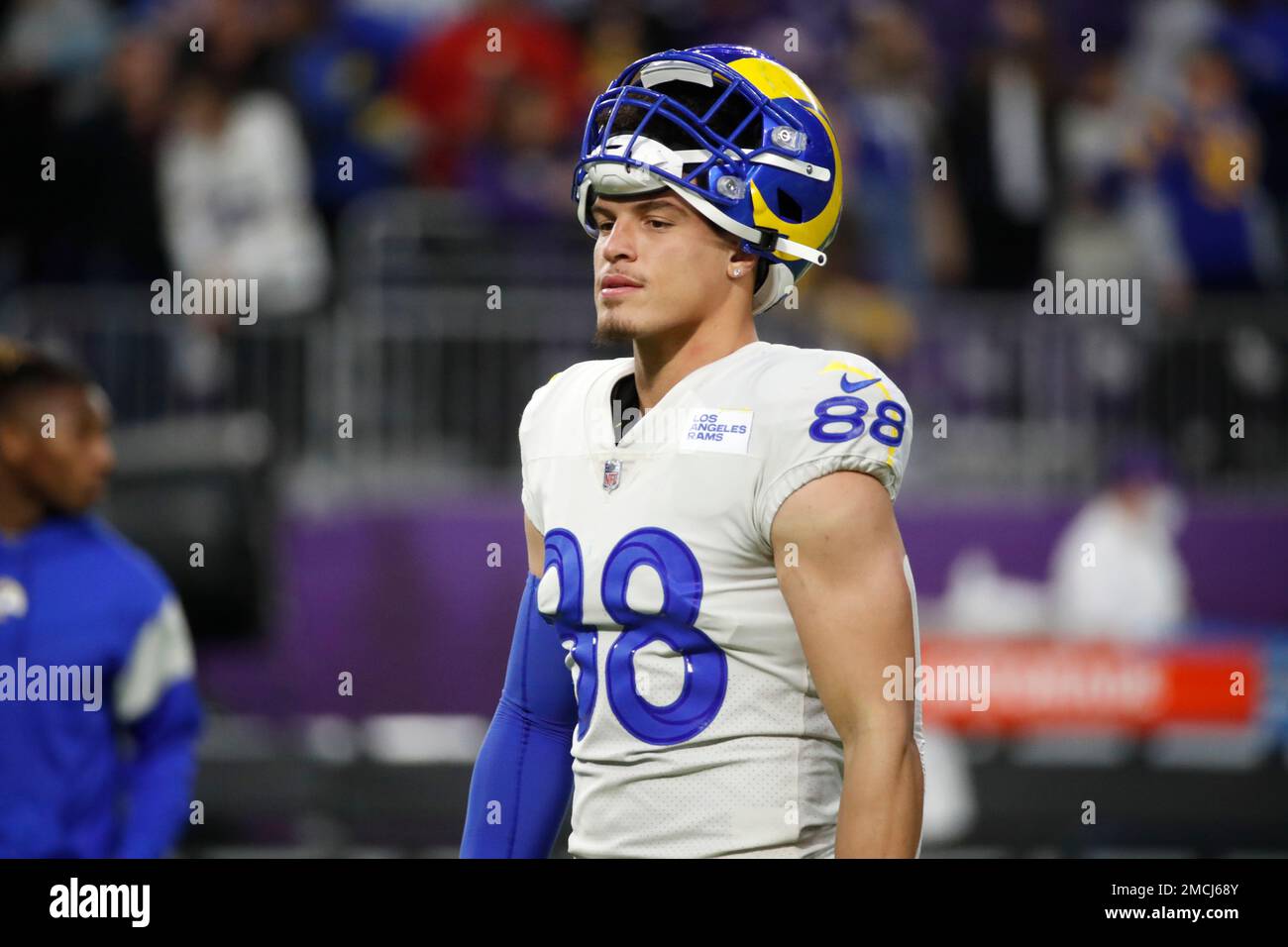 Los Angeles Rams tight end Brycen Hopkins (88) walks off the field ...