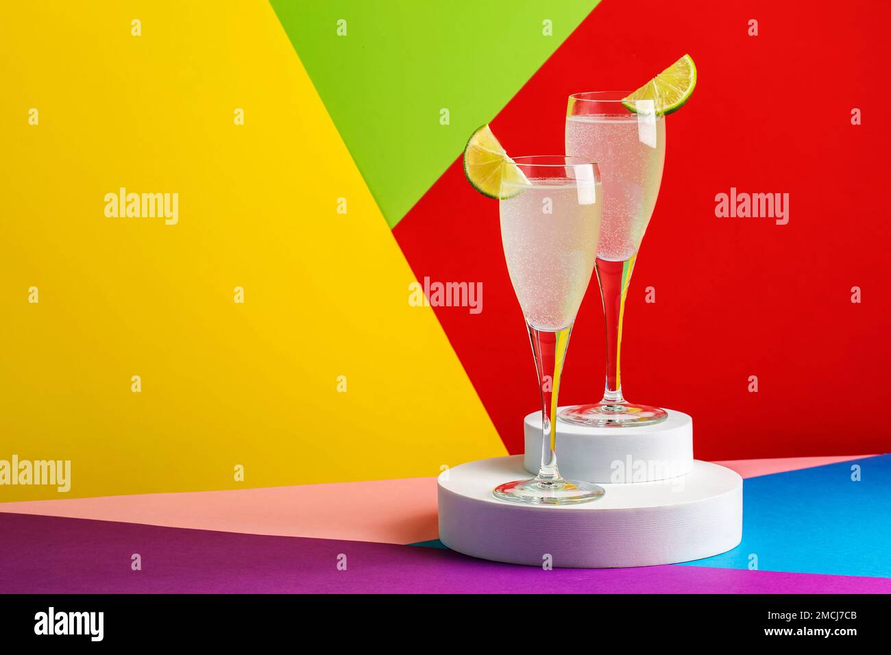 French 75, alcoholic cocktail with dry gin, prosecco, syrup and lemon ...