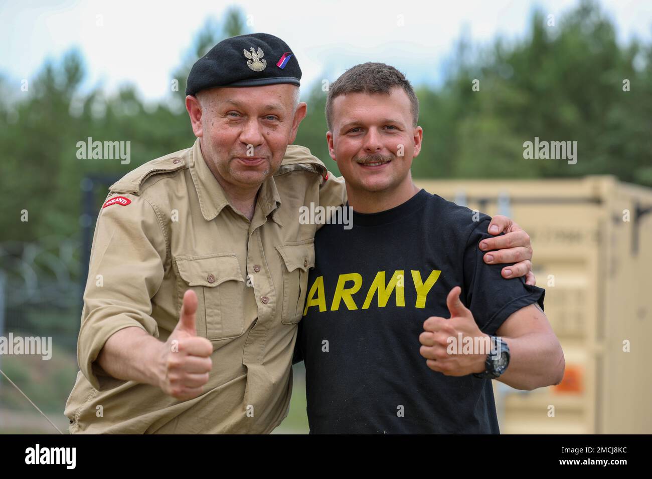 Polish World War II reenactor Wojtek Krzysztof, left, and U.S. Army Sgt ...