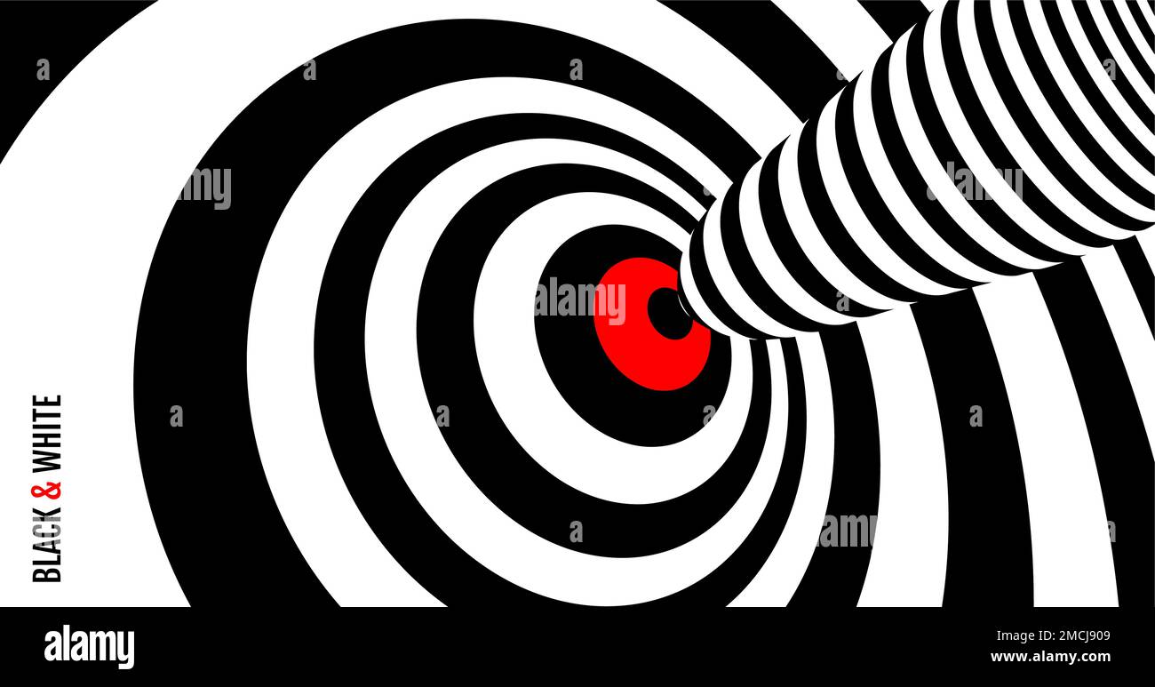 Target hit in the center. Black and white design with optical illusion ...