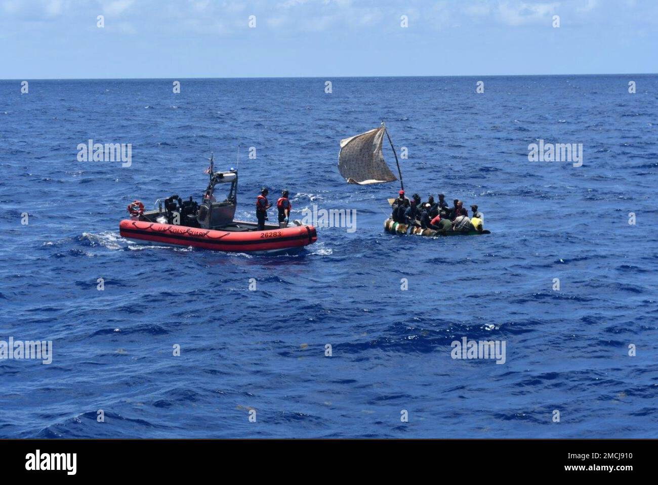 An interdicted migrant vessel about 23 miles south of Marathon, Florida ...